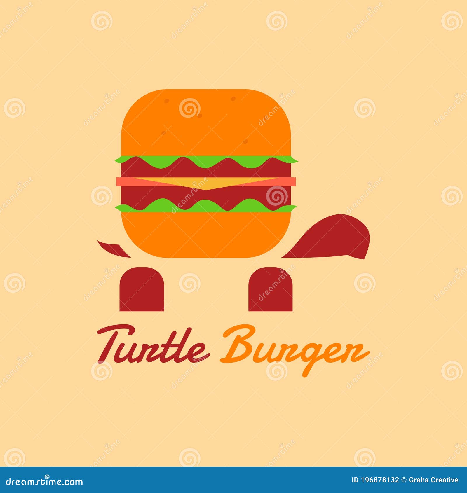 TURTLE BURGER stock vector. Illustration of corporate - 196878132