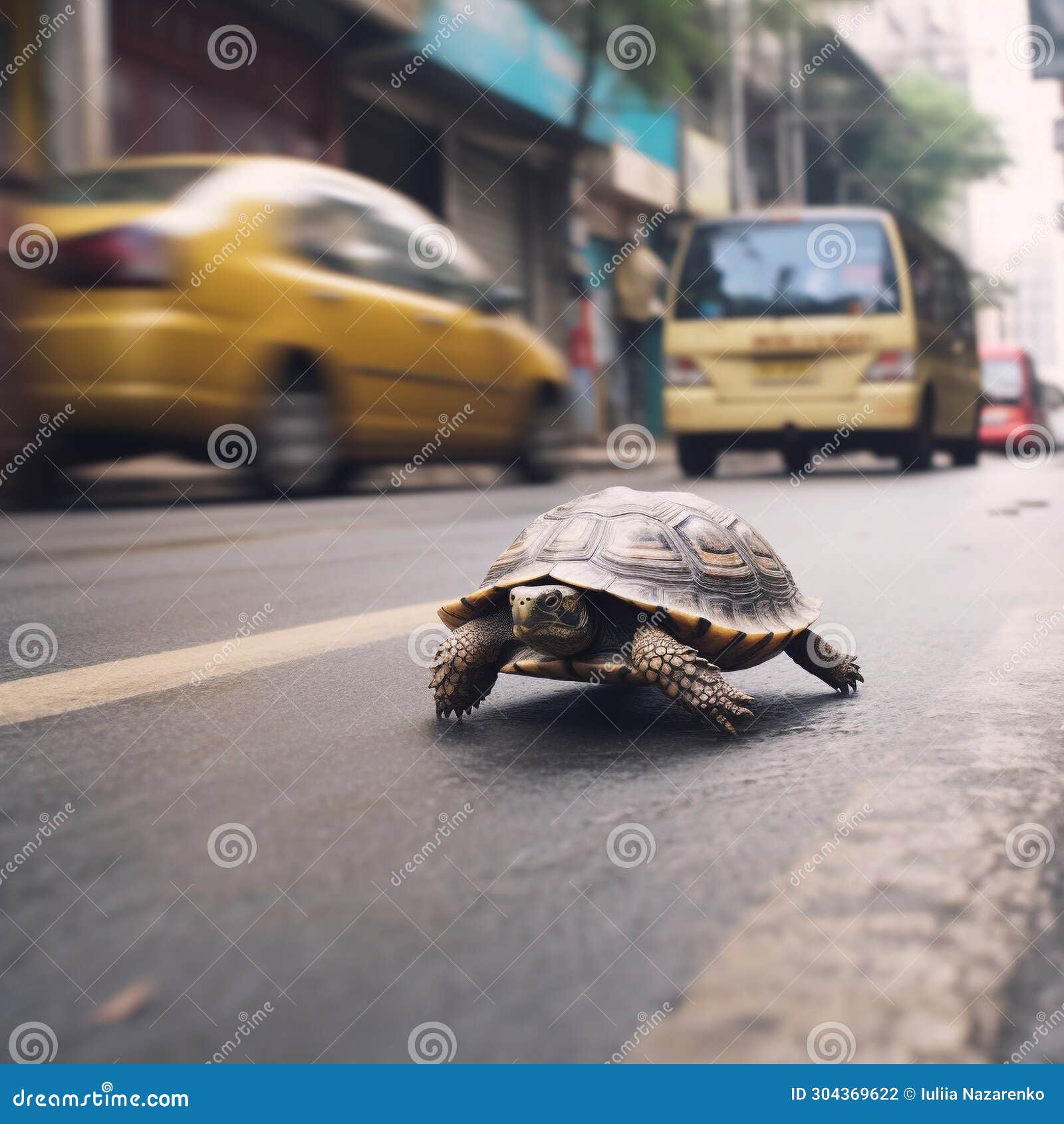 A Turtle on a Busy City Street. AI Generated Stock Photo - Image of ...
