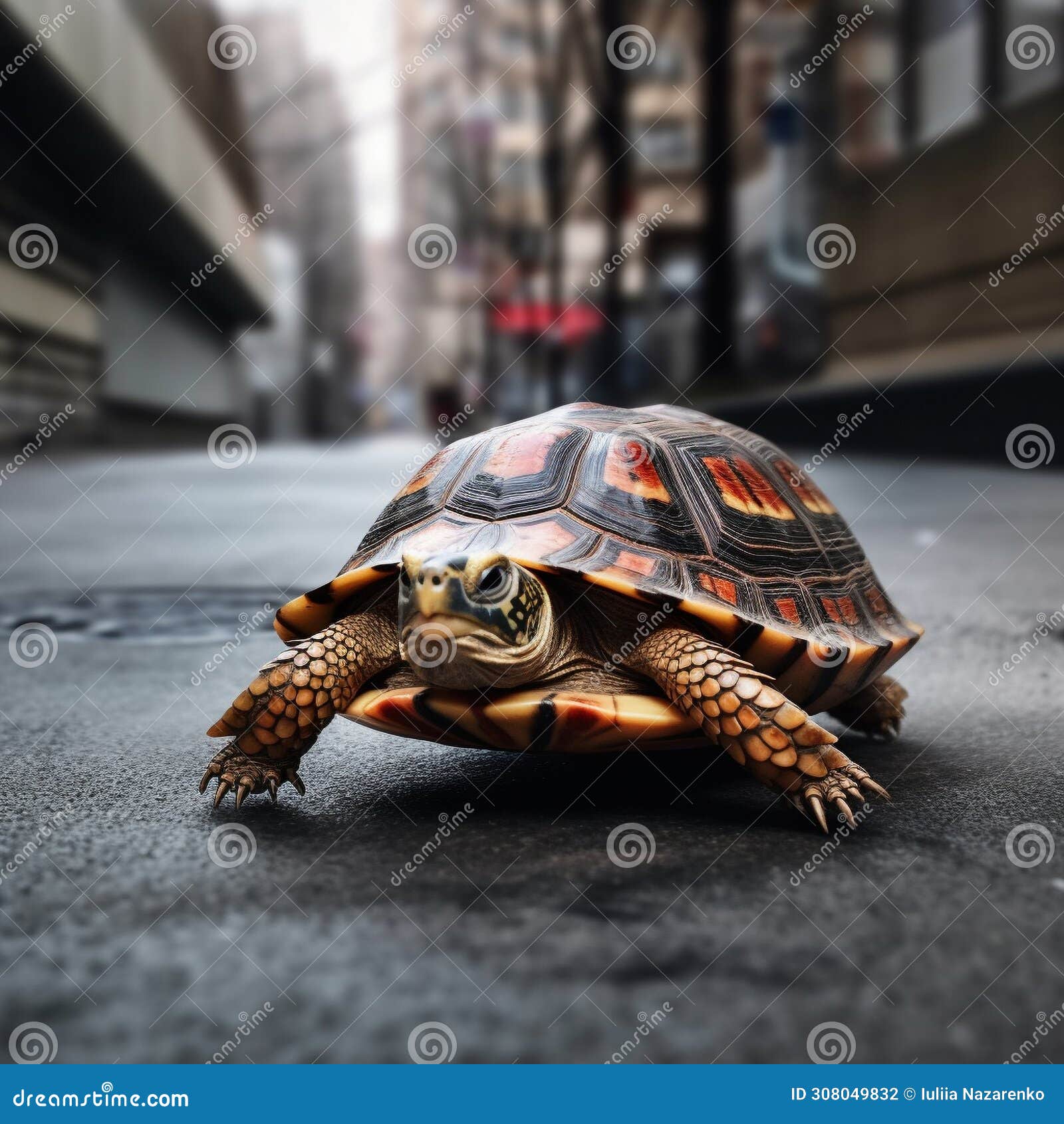 A Turtle on a Busy City Street. AI Generated Stock Photo - Image of ...