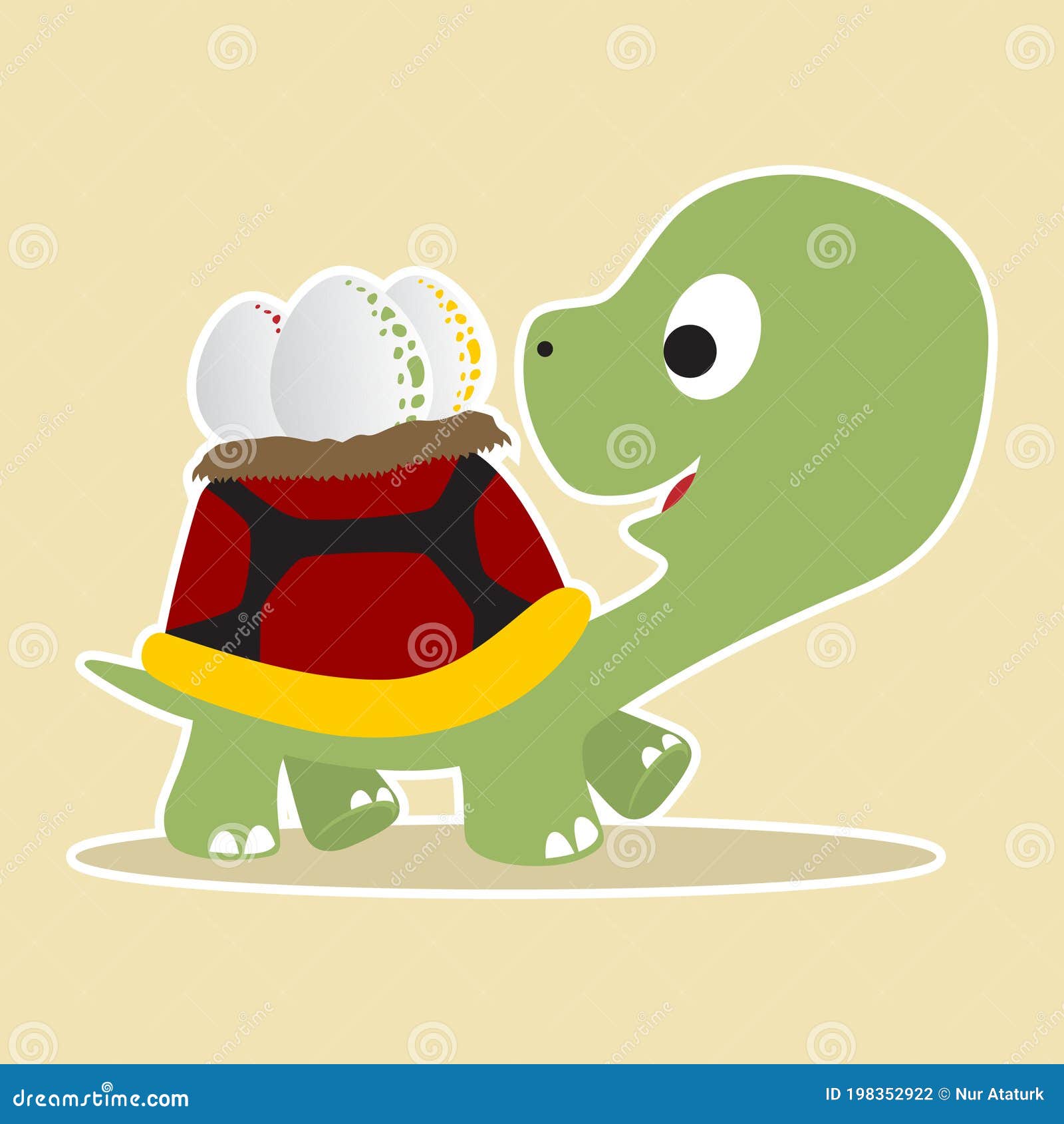 A Turtle Cartoon Carrying Eggs Stock Vector - Illustration of isolated ...