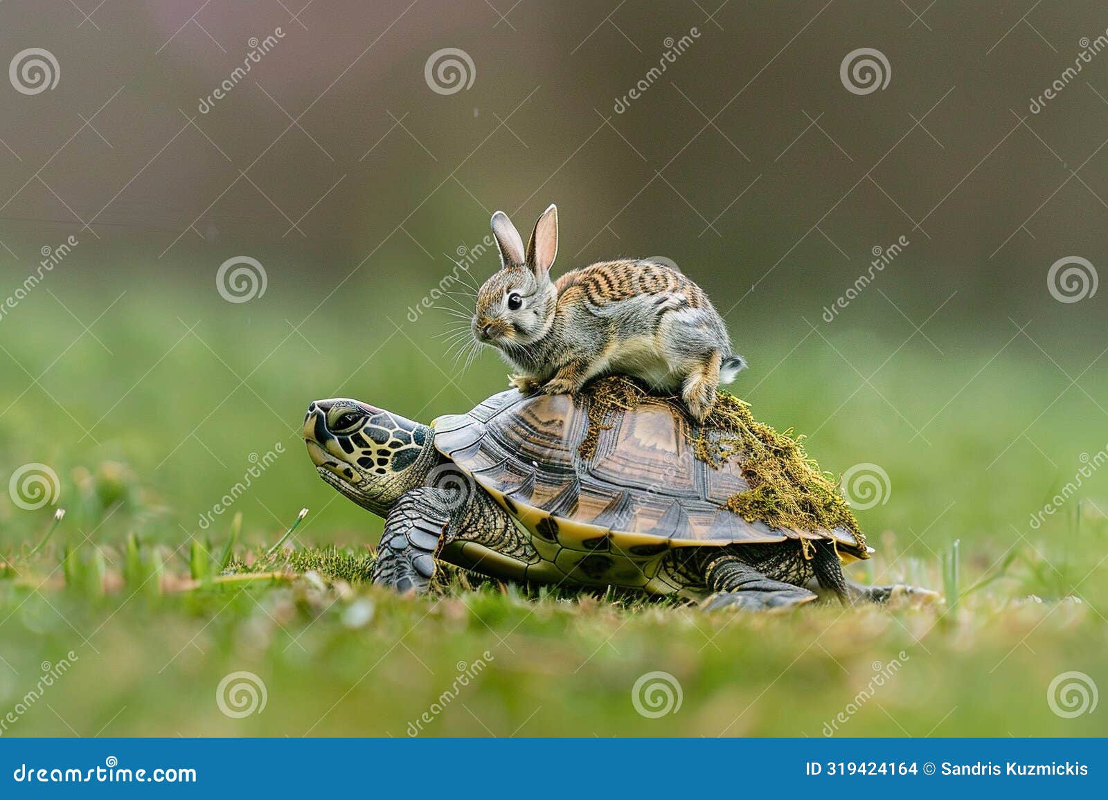 Turtle Carrying a Rabbit on it S Back. Generative AI. Stock ...