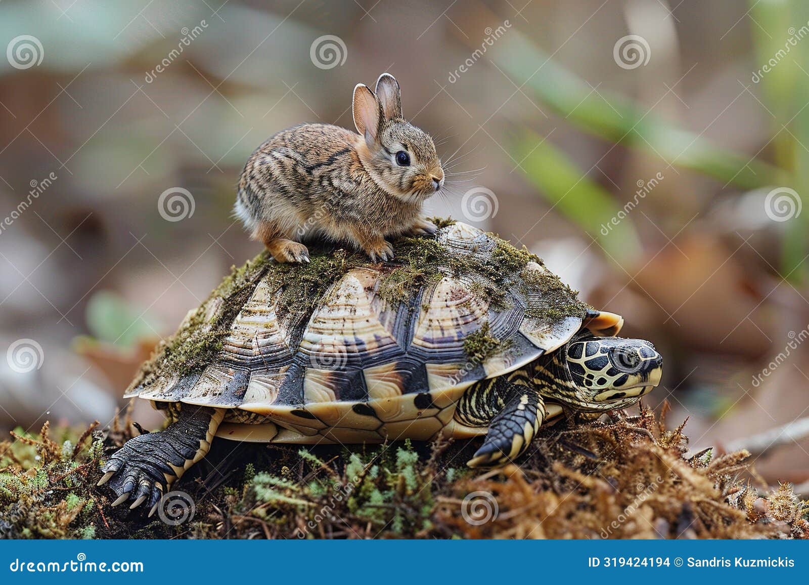 Turtle Carrying a Rabbit on it S Back. Generative AI. Stock ...