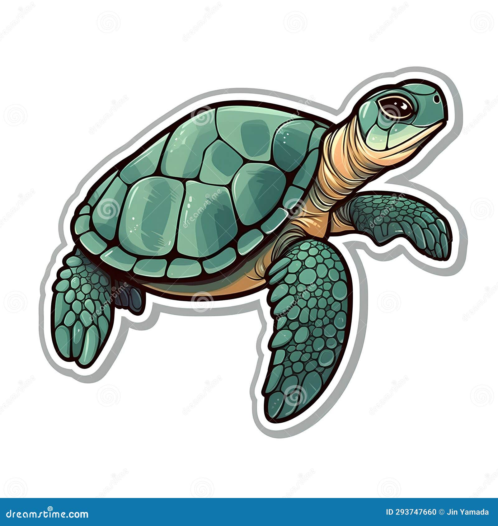 Turtle Cartoon Icon. Vector Illustration of a Sea Turtle Isolated on ...