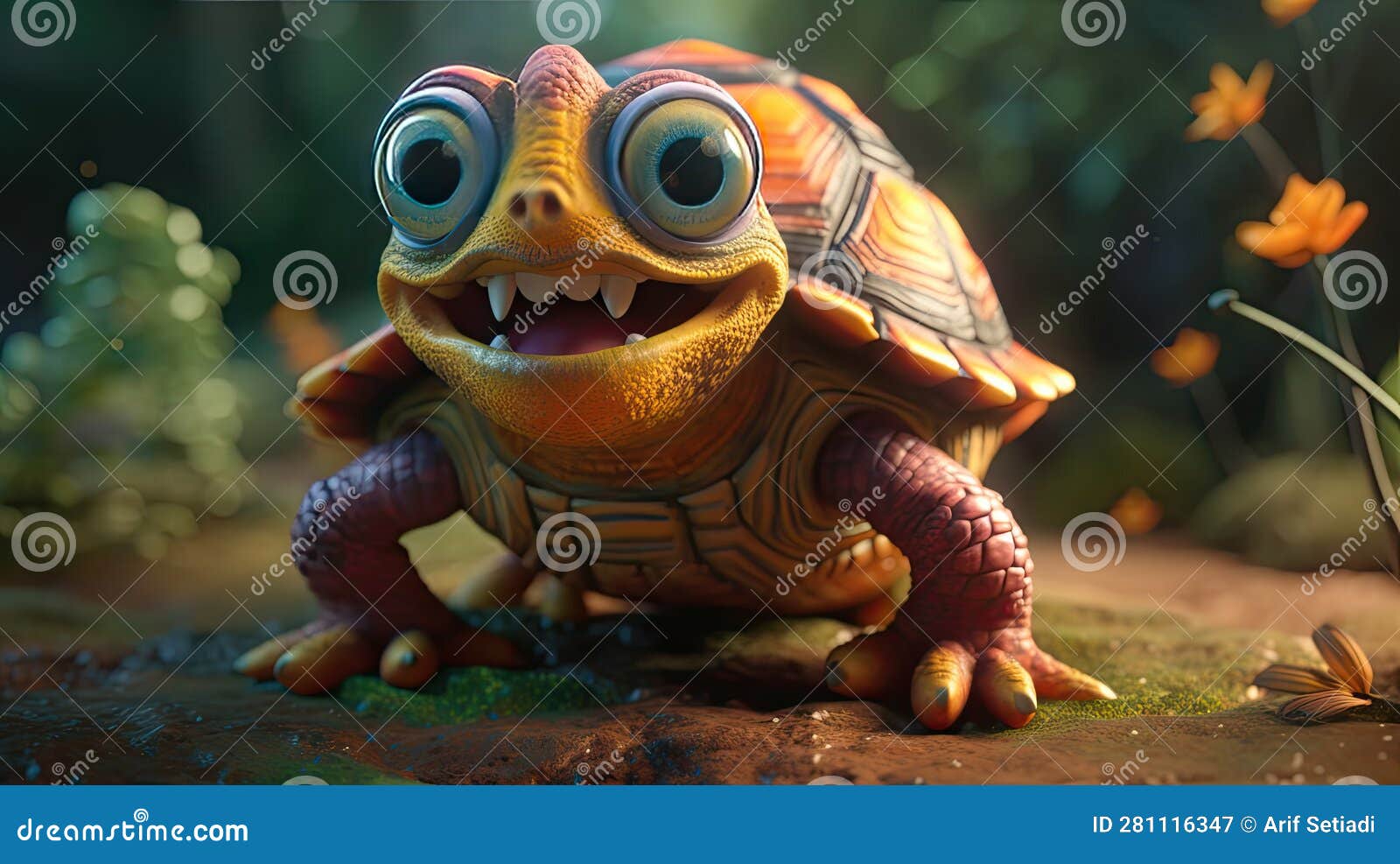 Turtle Cartoon Illustration 3d Stock Illustration - Illustration of ...