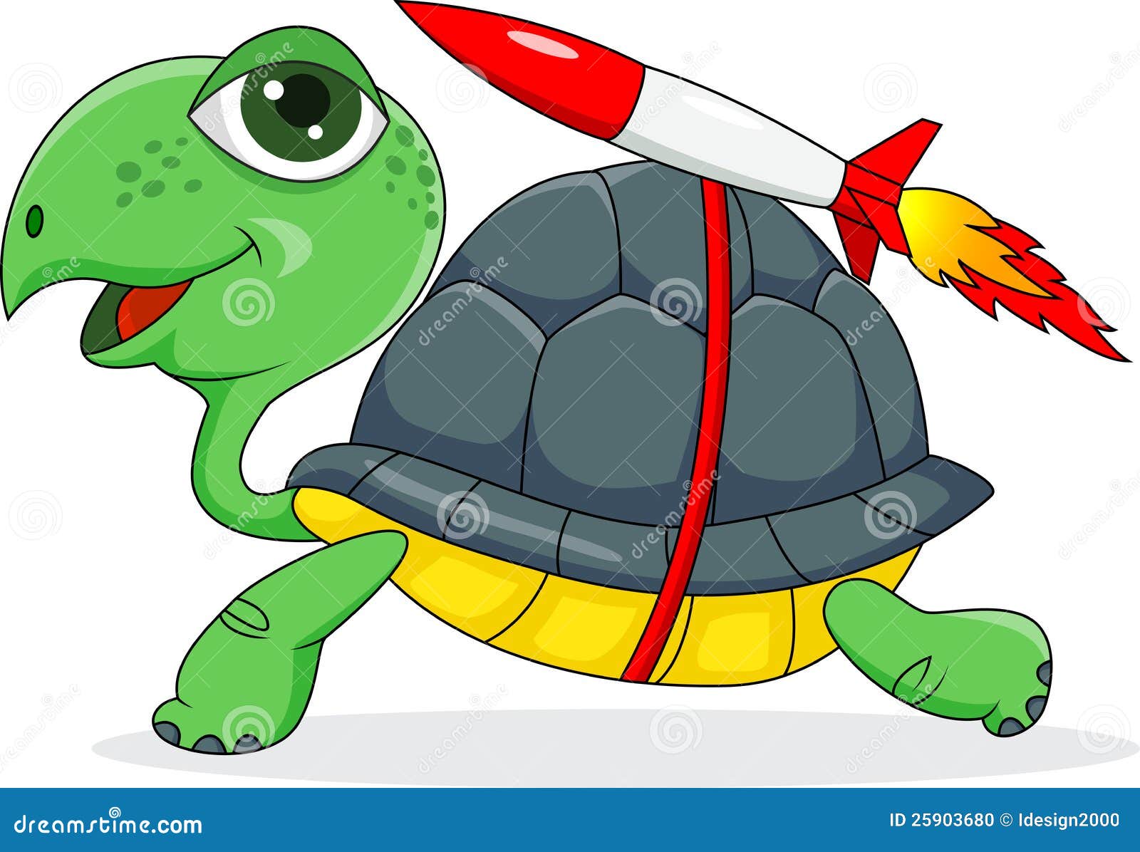 Turtle cartoon with rocket stock illustration. Illustration of walk ...