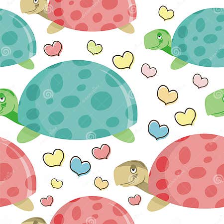 Turtle Cartoon Seamless Pattern Design Stock Vector - Illustration of ...