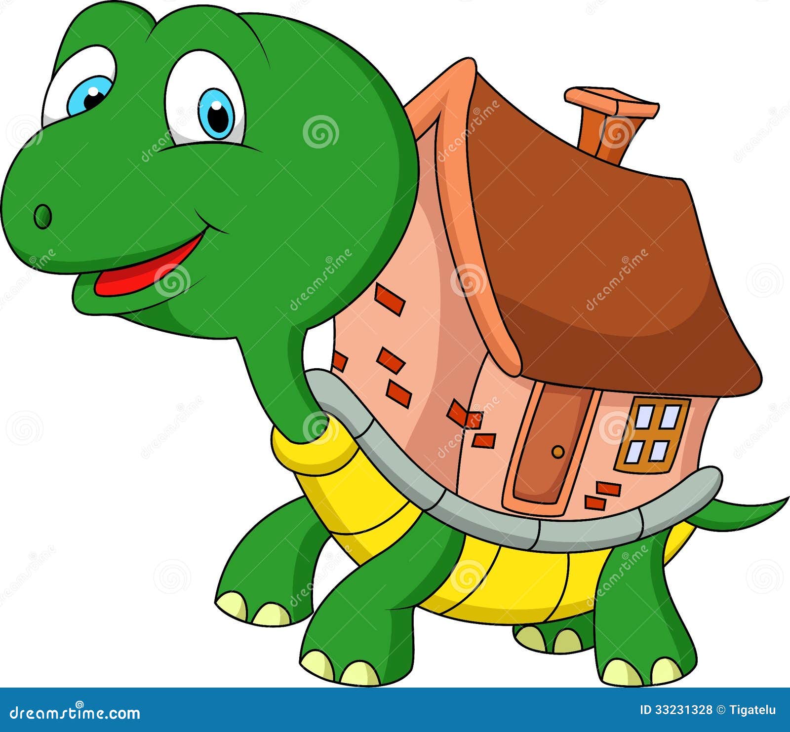 Turtle Cartoon with Shell House Stock Vector - Illustration of detail ...