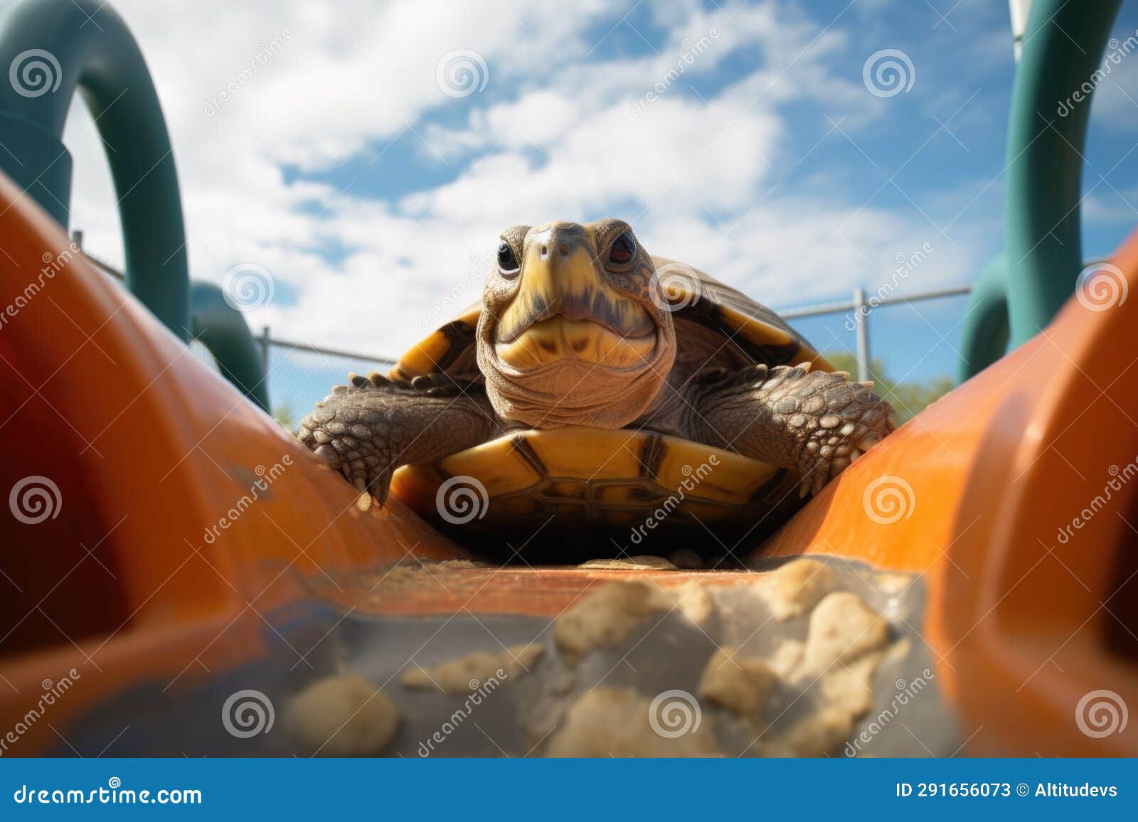 Turtle at the Center of a Playground Slide Stock Image - Image of kids ...