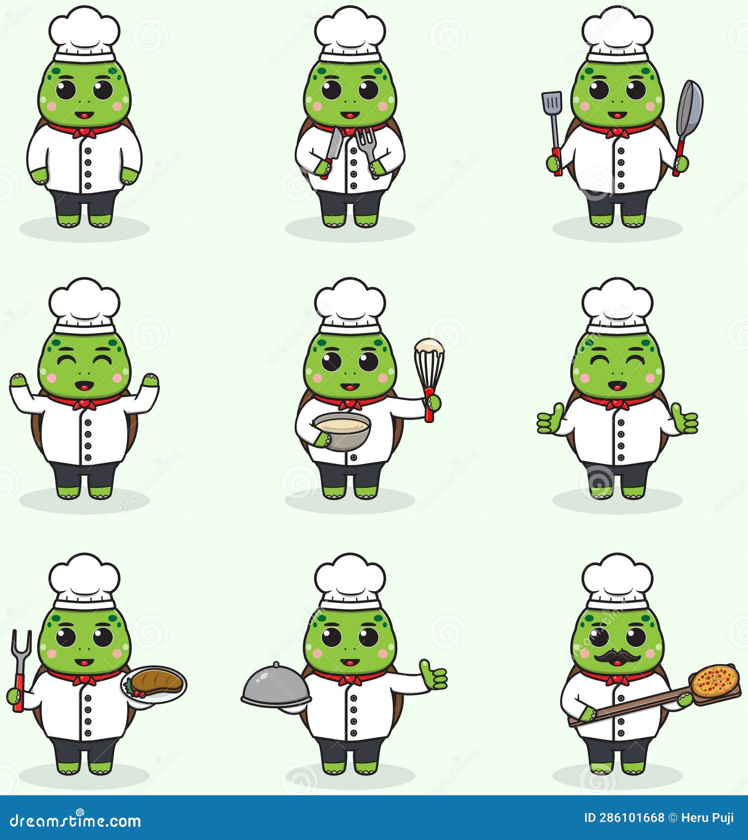 Vector of Turtle Chef Character Cartoon Stock Vector - Illustration of ...