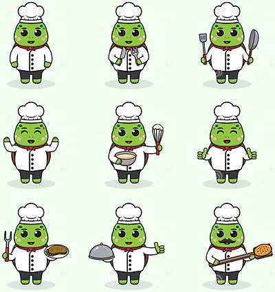 Vector of Turtle Chef Character Cartoon Stock Vector - Illustration of ...