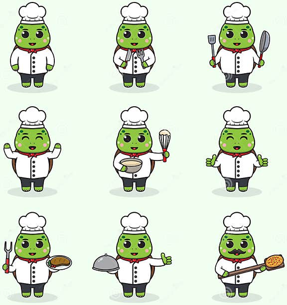 Vector of Turtle Chef Character Cartoon Stock Vector - Illustration of ...