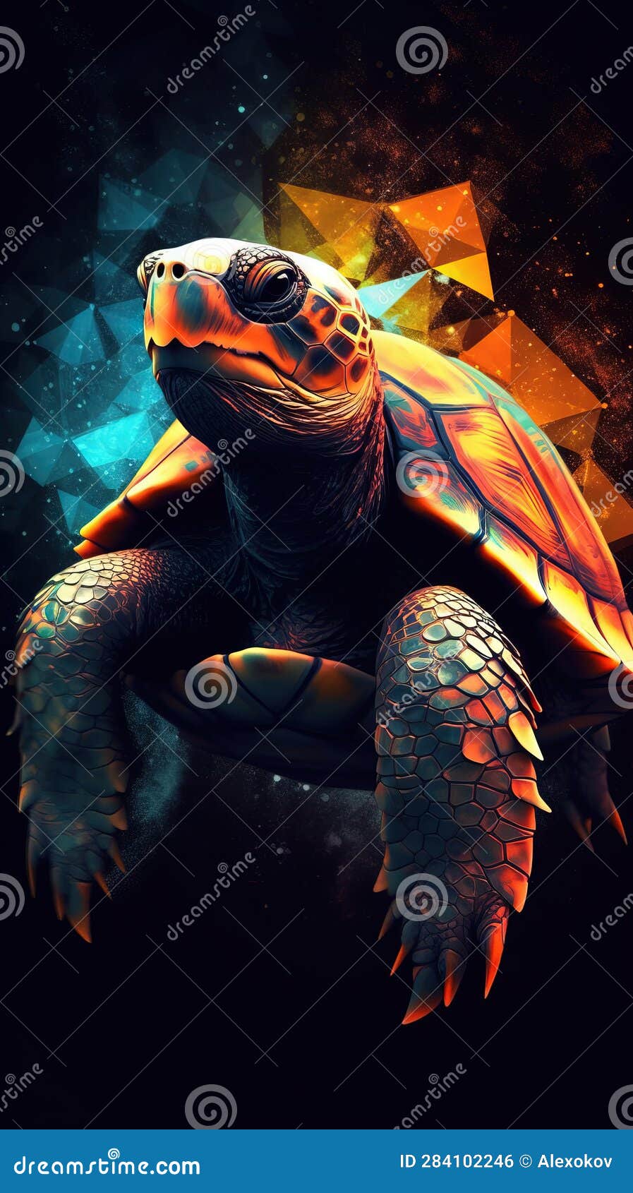 Turtle Collage on Dark Background. Generative AI Stock Illustration ...