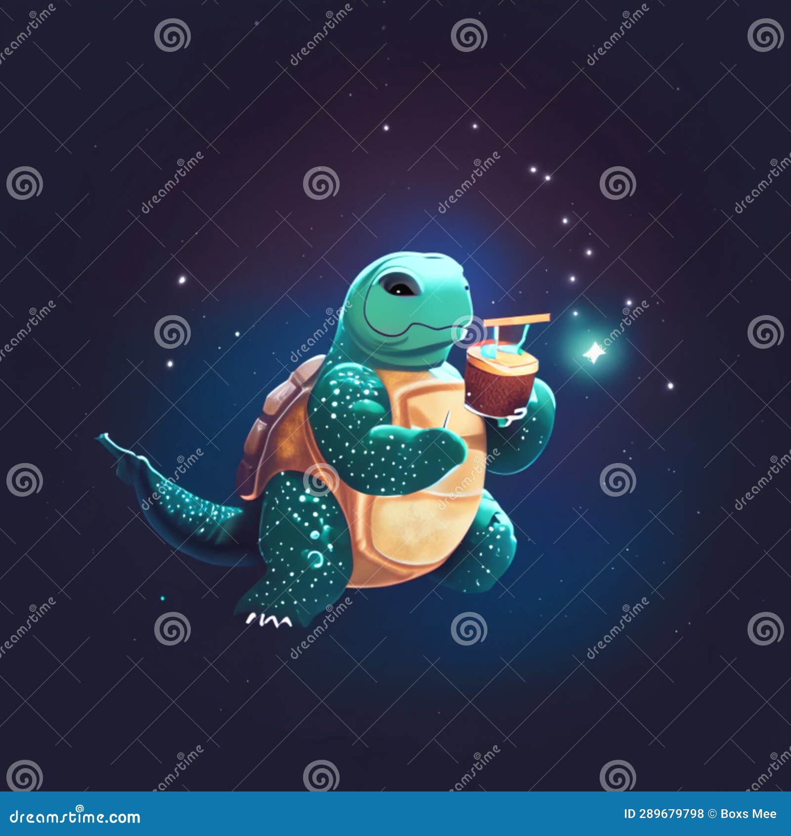 Turtle with a Cup of Coffee in His Hand. 3d Rendering Generative AI ...