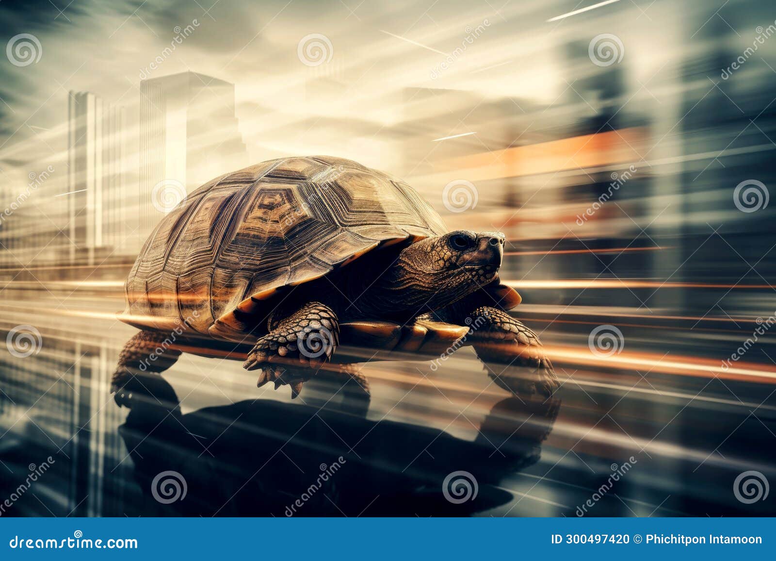 A Turtle Dashes at Full Speed a City Street, Generative AI Stock Photo ...