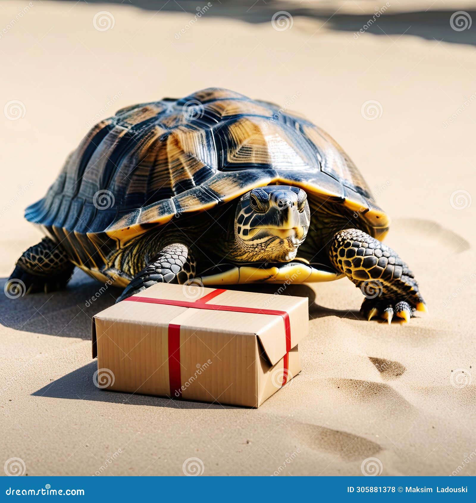 Turtle Delivering Shipping Box. Generative Ai Stock Illustration ...