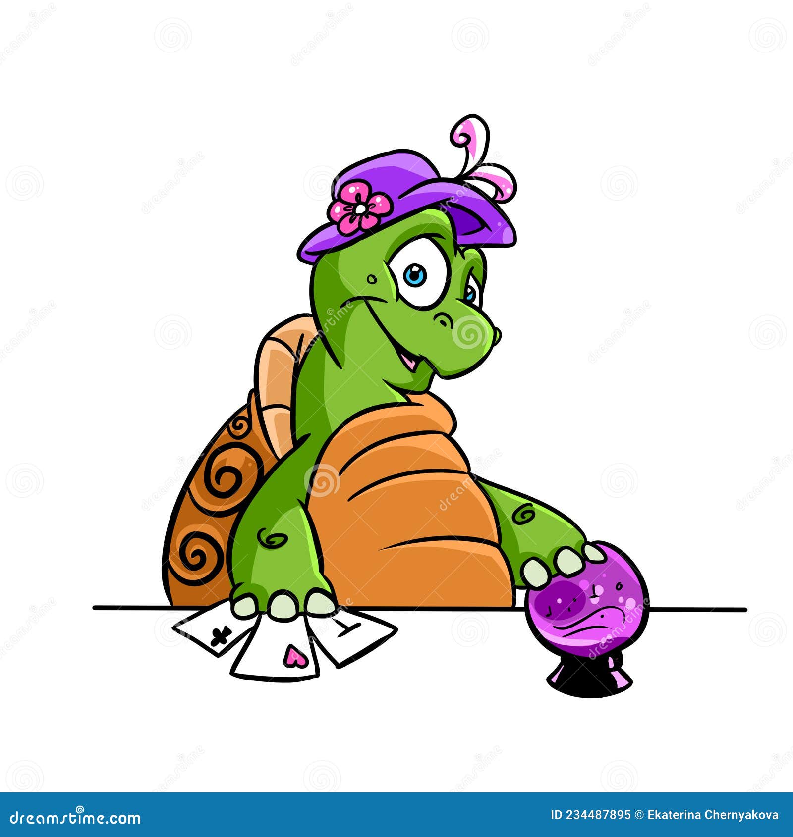 Turtle Divination Magic Character Fairy Tale Illustration Cartoon Stock ...
