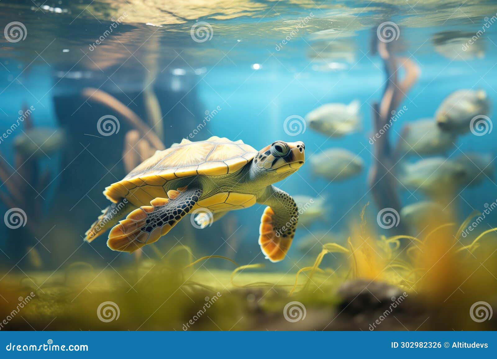 Turtle Diving into Water from Ponds Edge Stock Illustration ...
