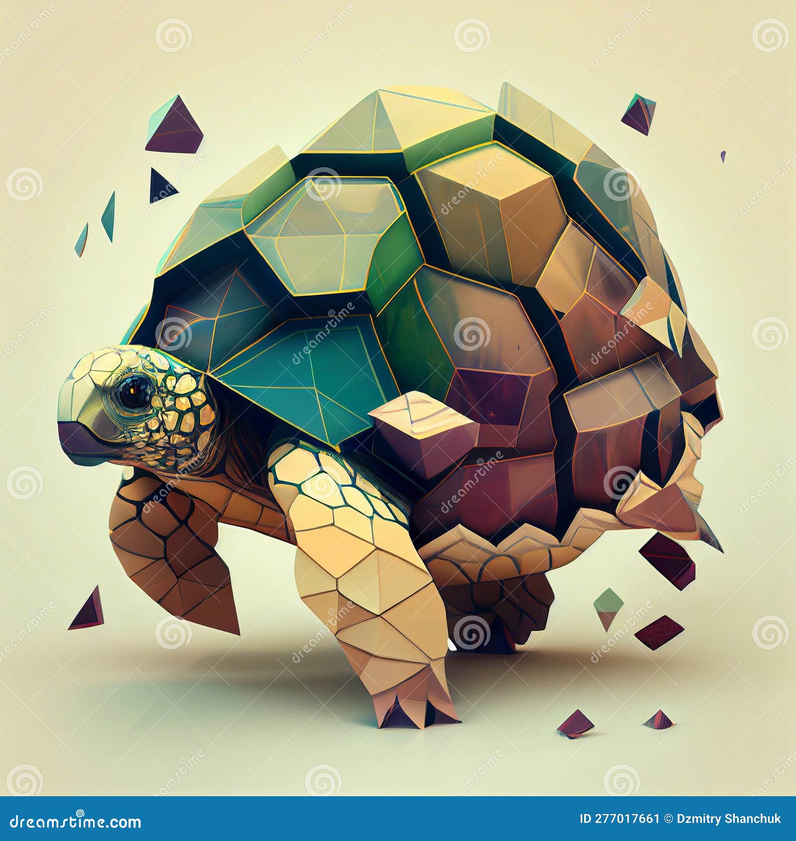 Turtle Drawing Low Poly Generative AI Stock Illustration - Illustration ...