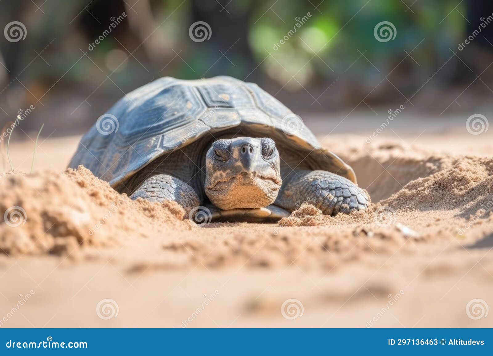 A Turtle is Entering Its Burrow in a Sand Stock Image - Image of ...