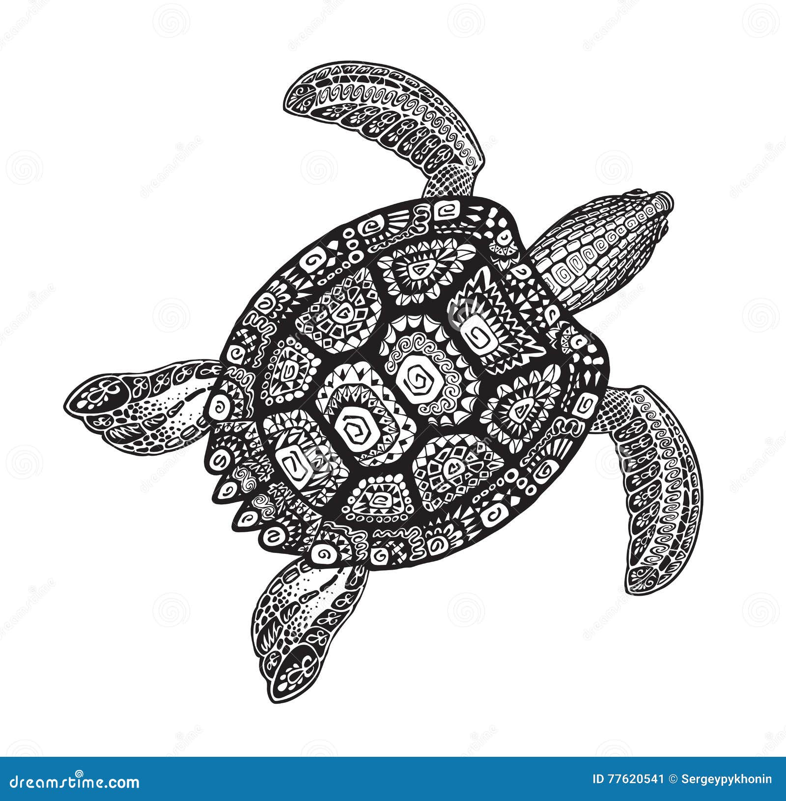 Turtle Ethnic Tribal Style Decorative Ornament. Vector Illustration ...