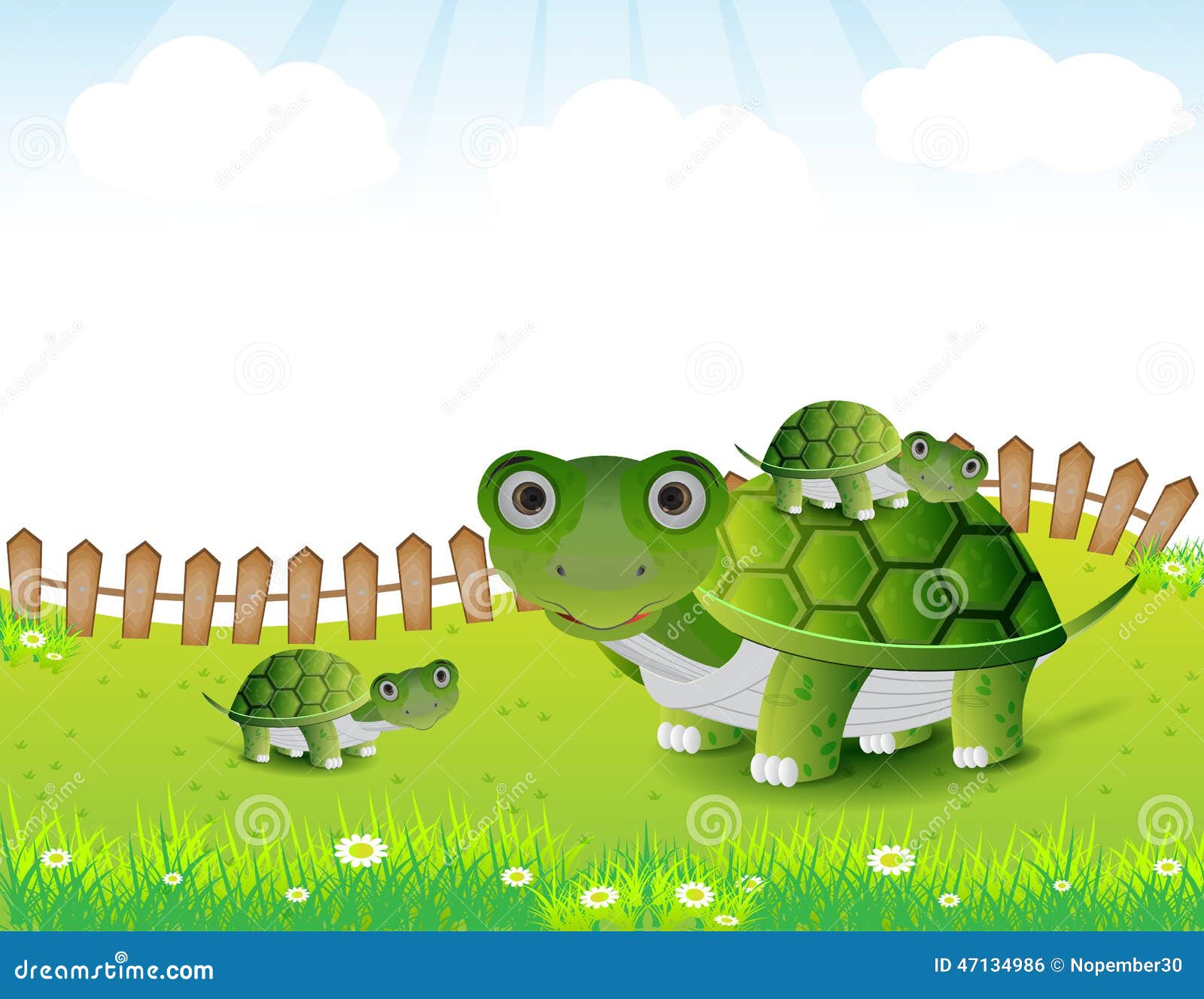 Turtle Family Illustration Cartoon Vector | CartoonDealer.com #83806653