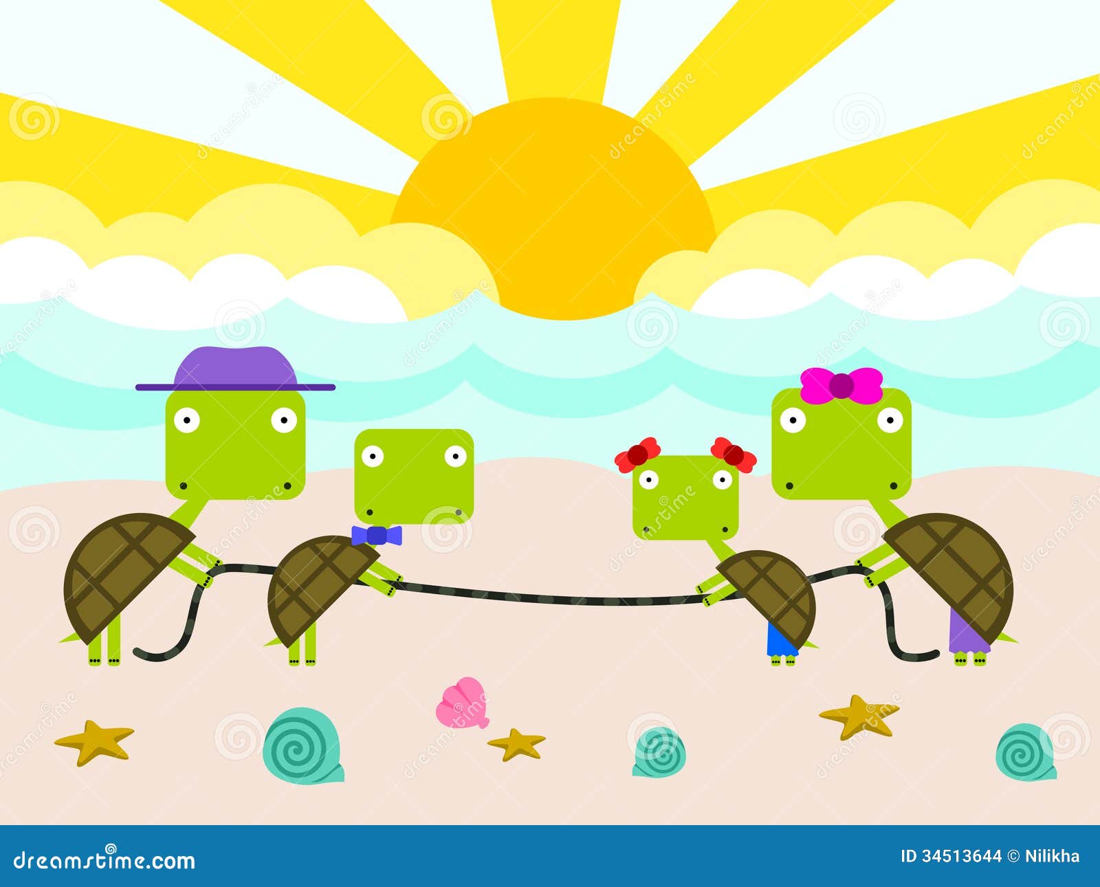 Turtle Family Illustration Cartoon Vector | CartoonDealer.com #83806653