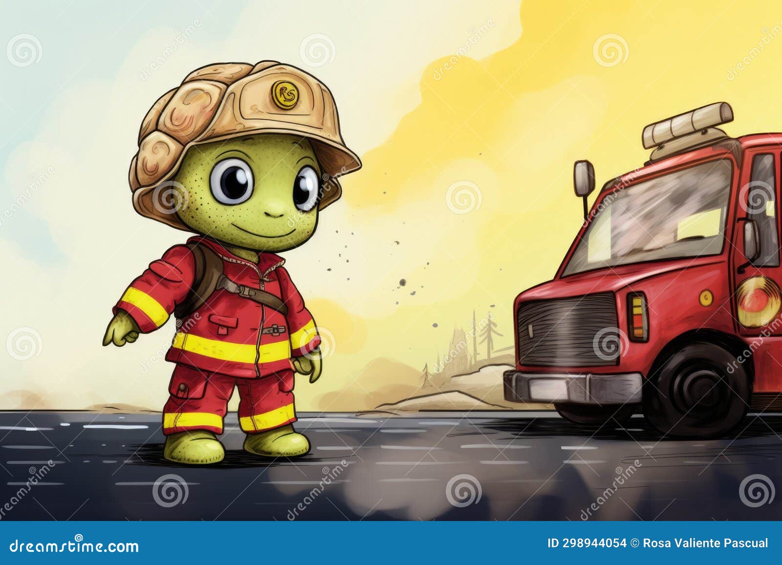 Turtle Firefighter Illustration Stock Illustration - Illustration of ...