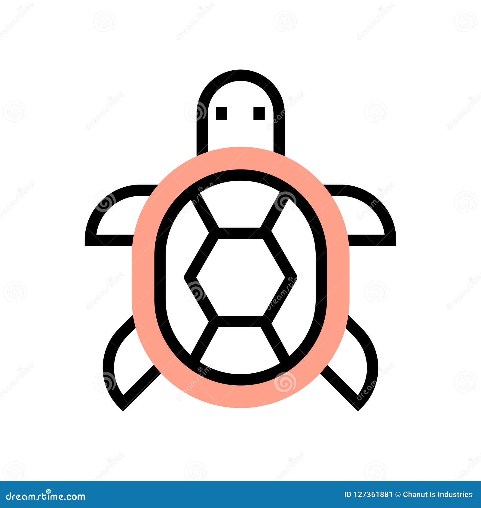 Turtle FlatOutline Illustration Stock Vector - Illustration of turtle ...