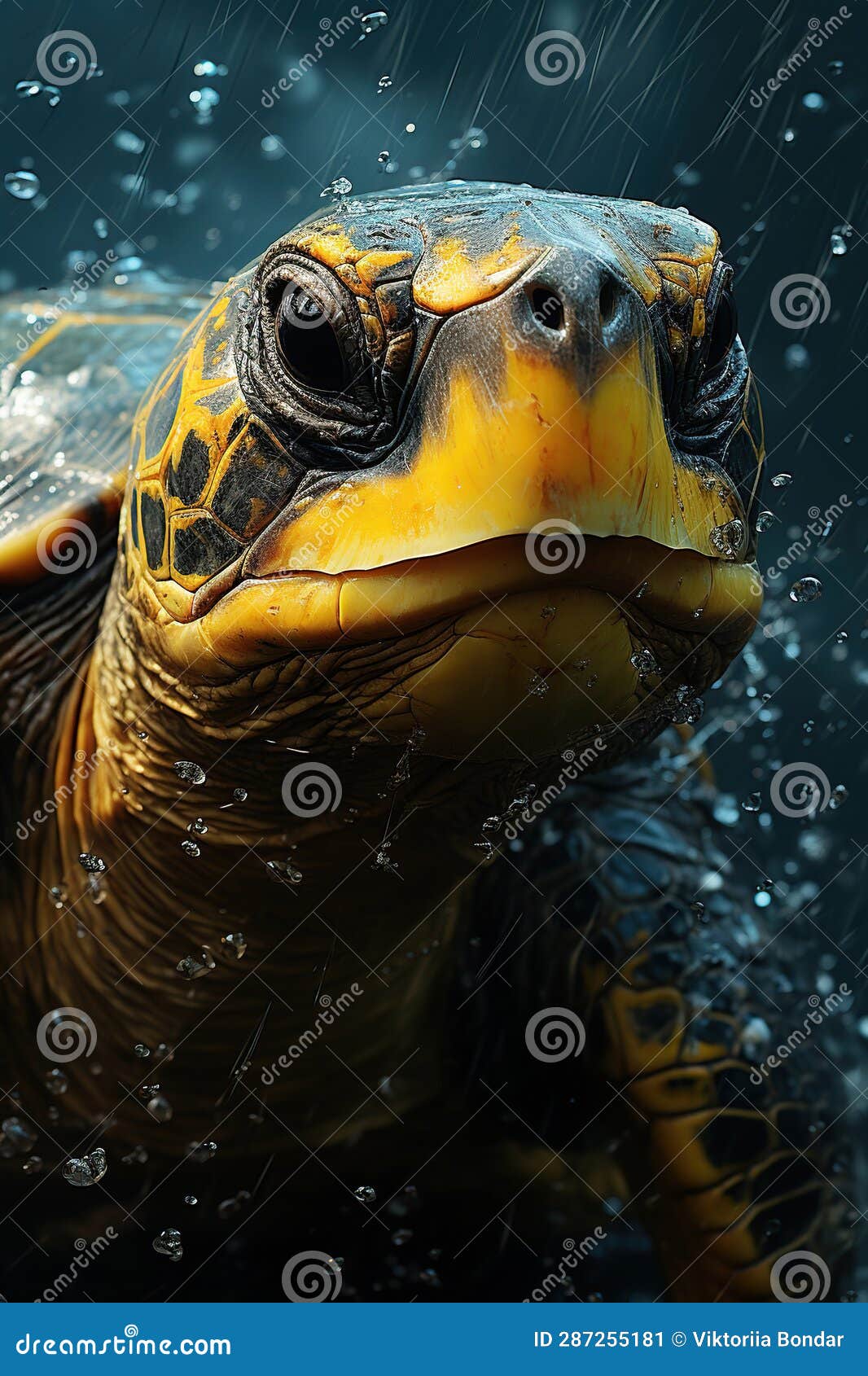 A Turtle Floating in the Ocean, Underwater Wildlife with Animals Stock ...