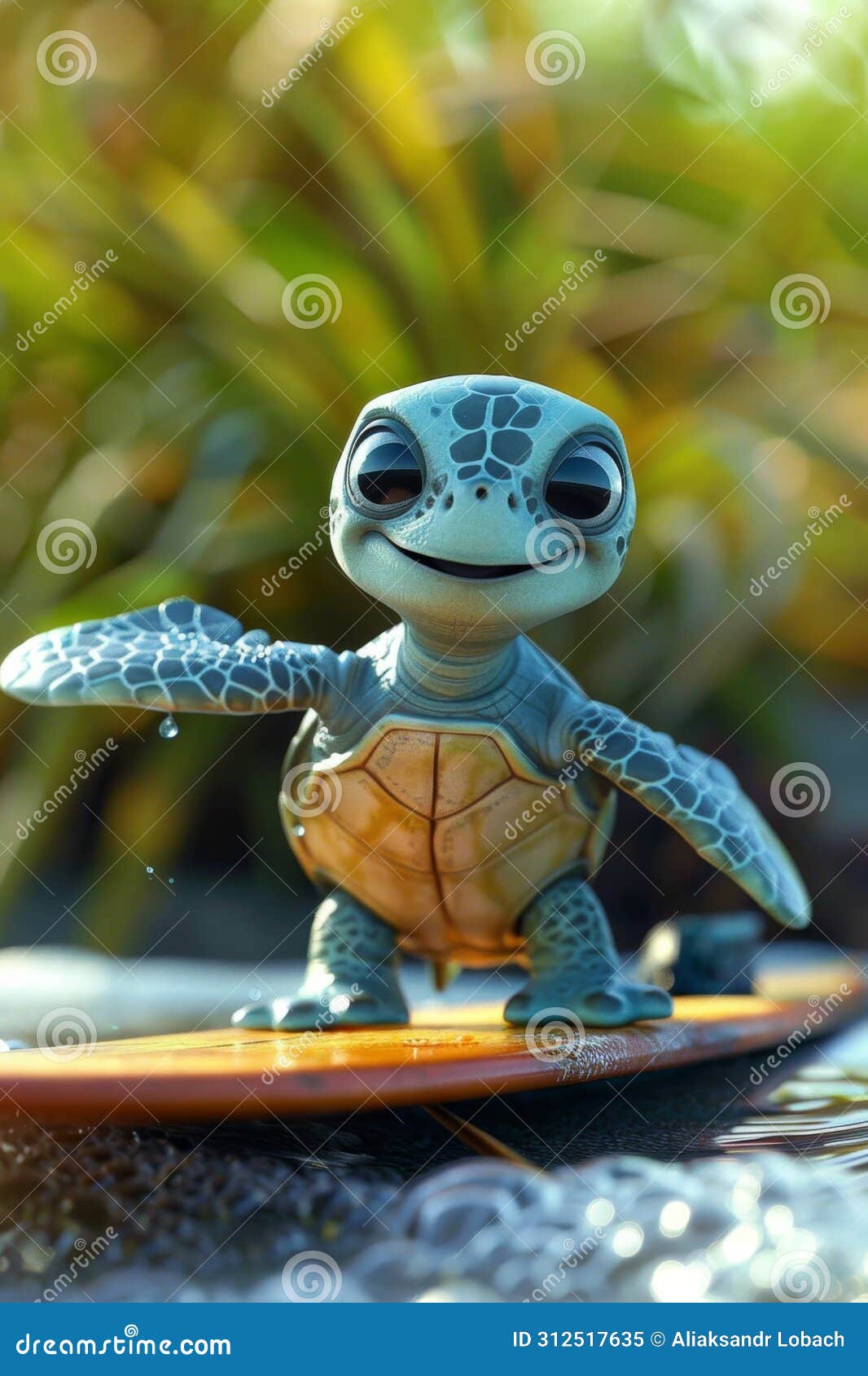 A Turtle Floating on a Surfboard Stock Illustration - Illustration of ...