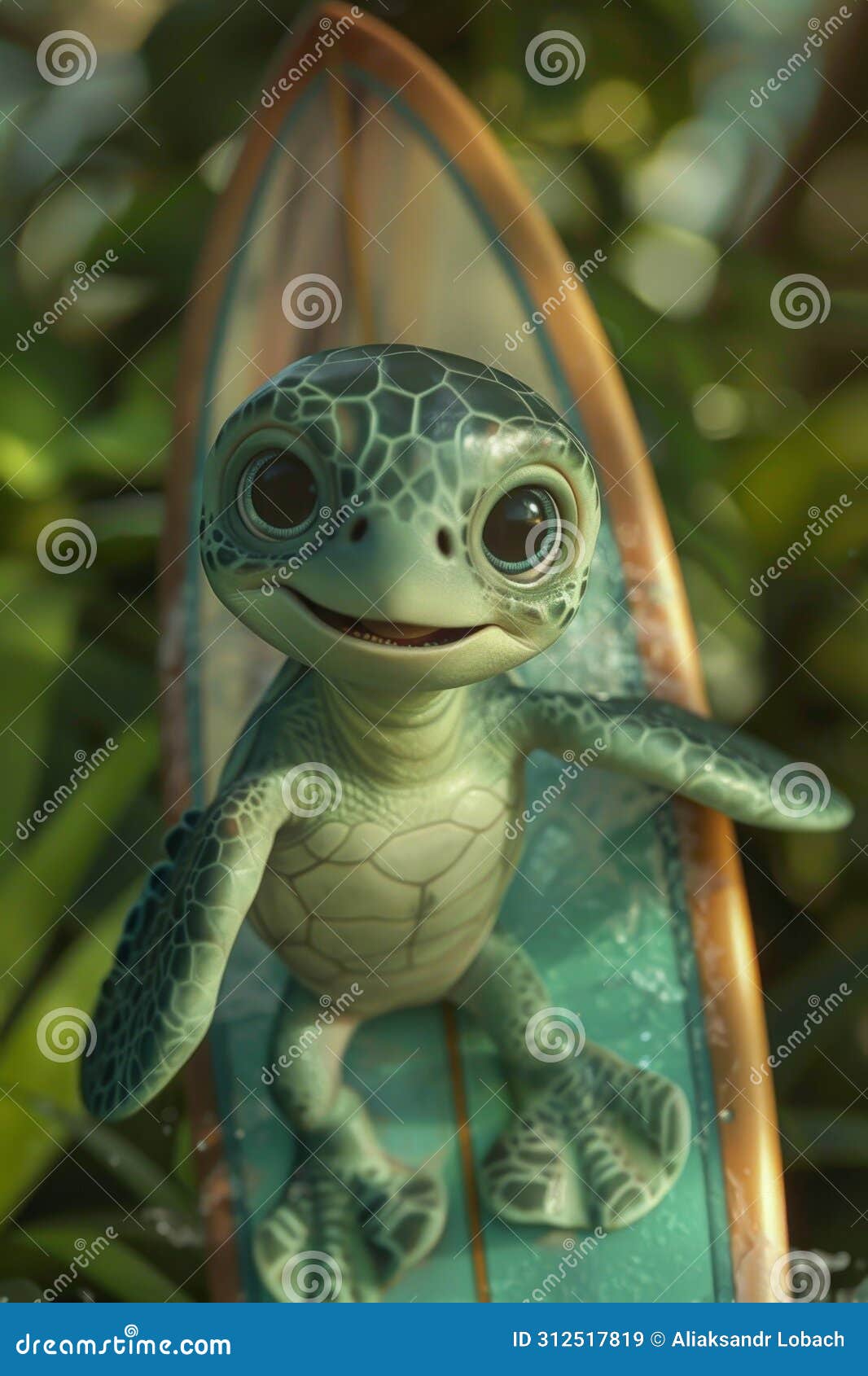 A Turtle Floating on a Surfboard Stock Illustration - Illustration of ...
