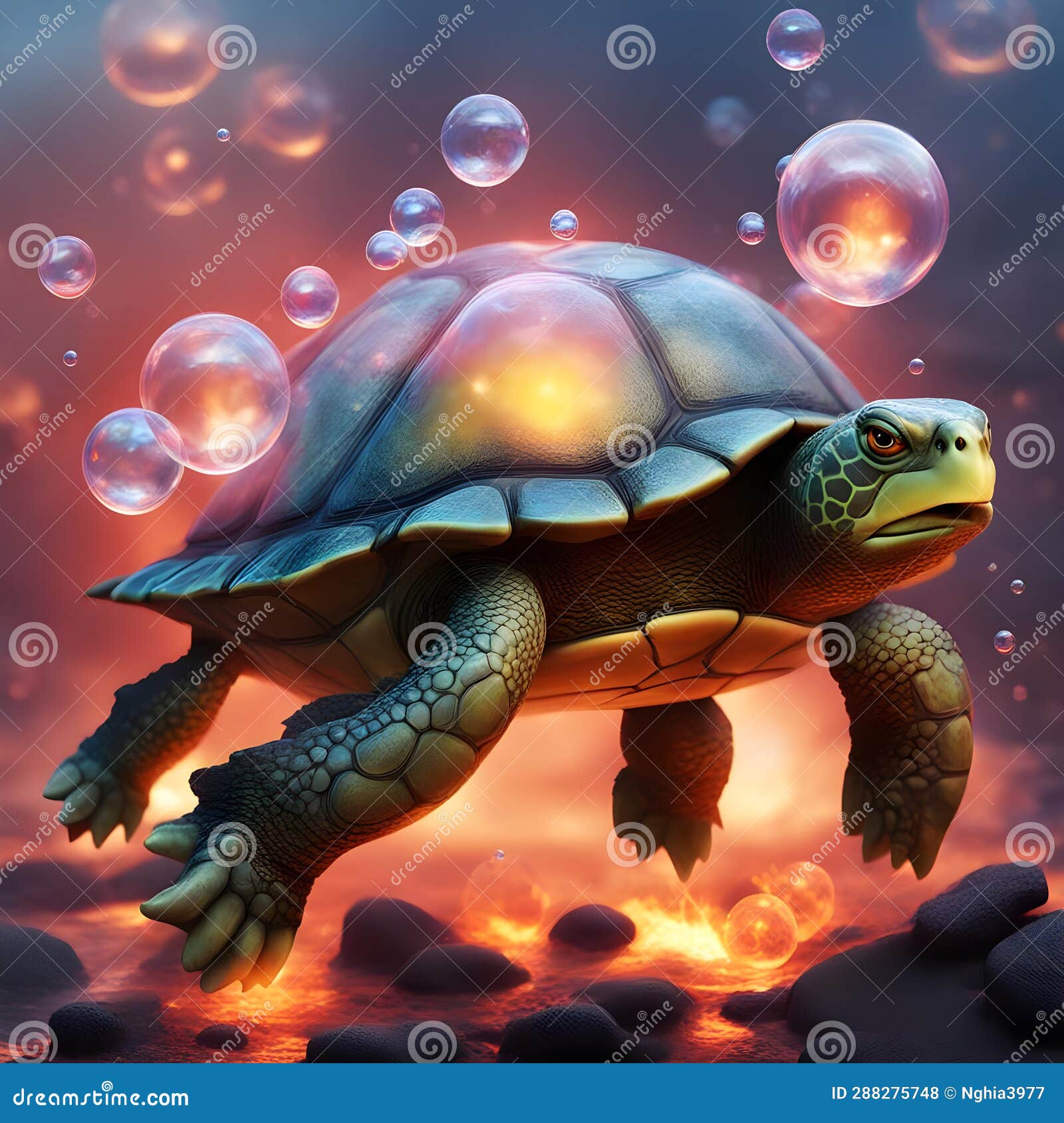 A Turtle that Floats on Lava Stock Illustration - Illustration of ...