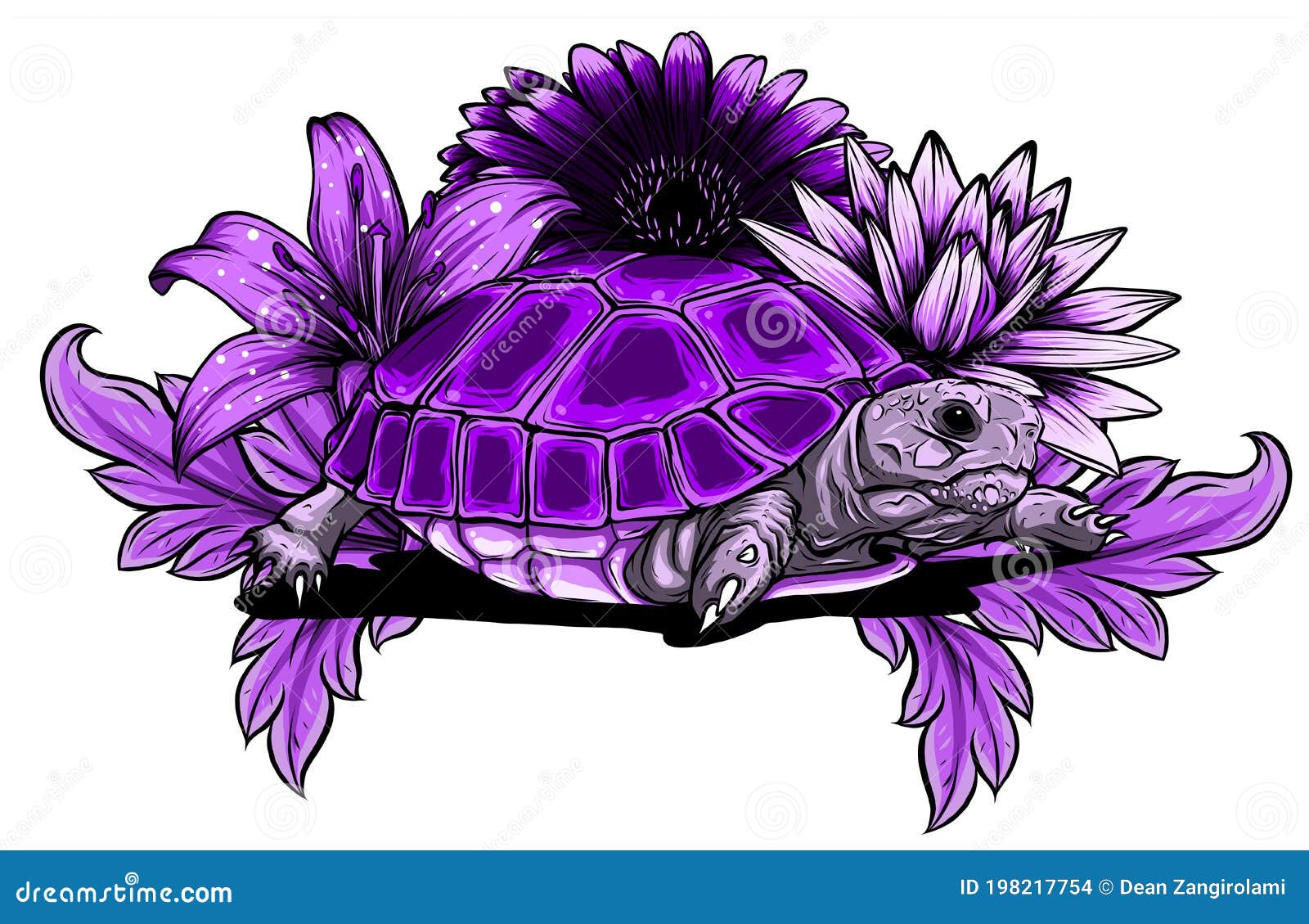 Turtle with Flower Designs Vector Illustration Art Stock Vector ...