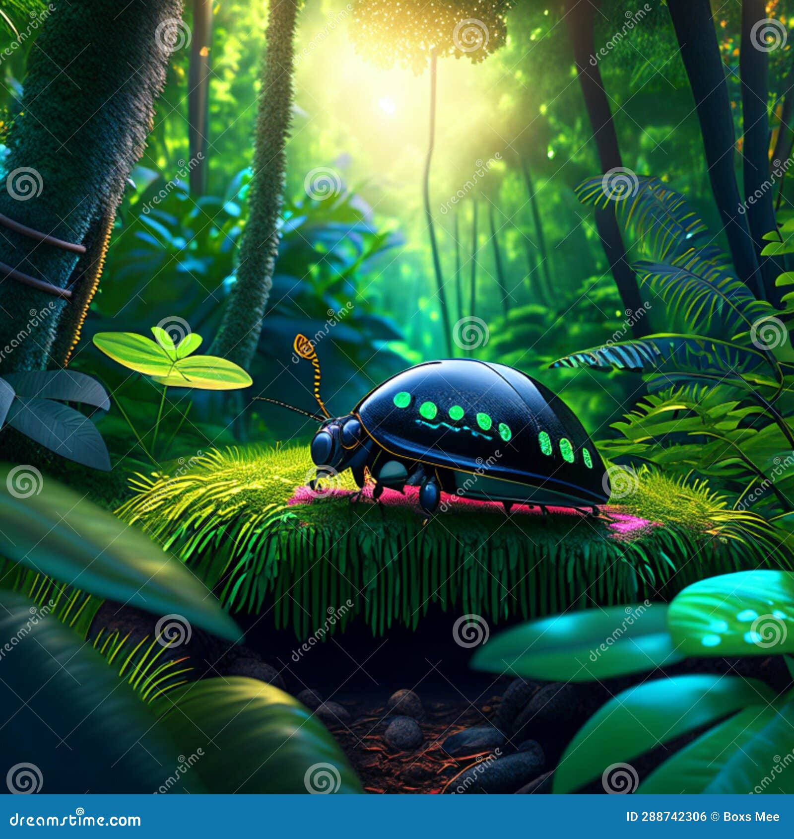 Turtle in the Forest. 3d Rendering. Computer Digital Drawing Stock ...