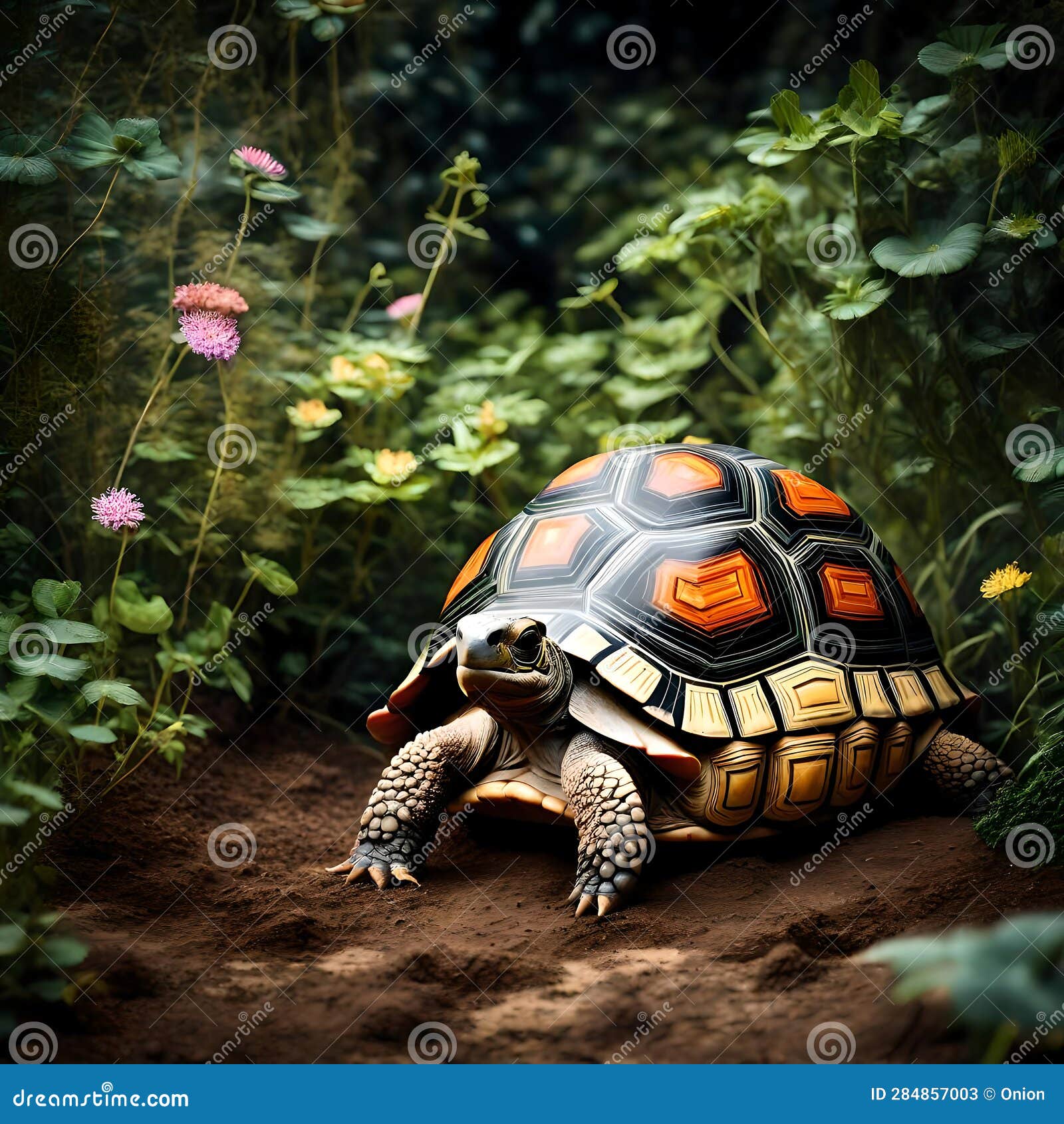 Turtle in the Forest - Ai Generated Image Stock Illustration ...