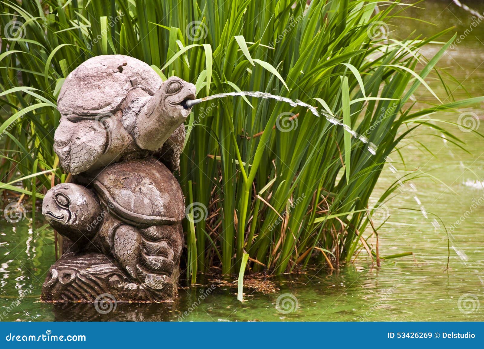 Turtle fountain stock image. Image of pond, asia, fresh - 53426269