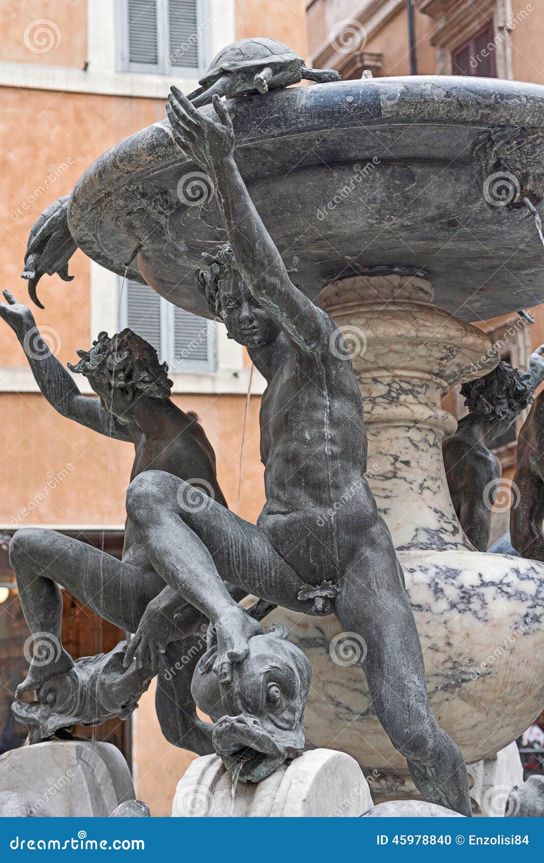 Turtle fountain in Rome stock photo. Image of monument - 45978840