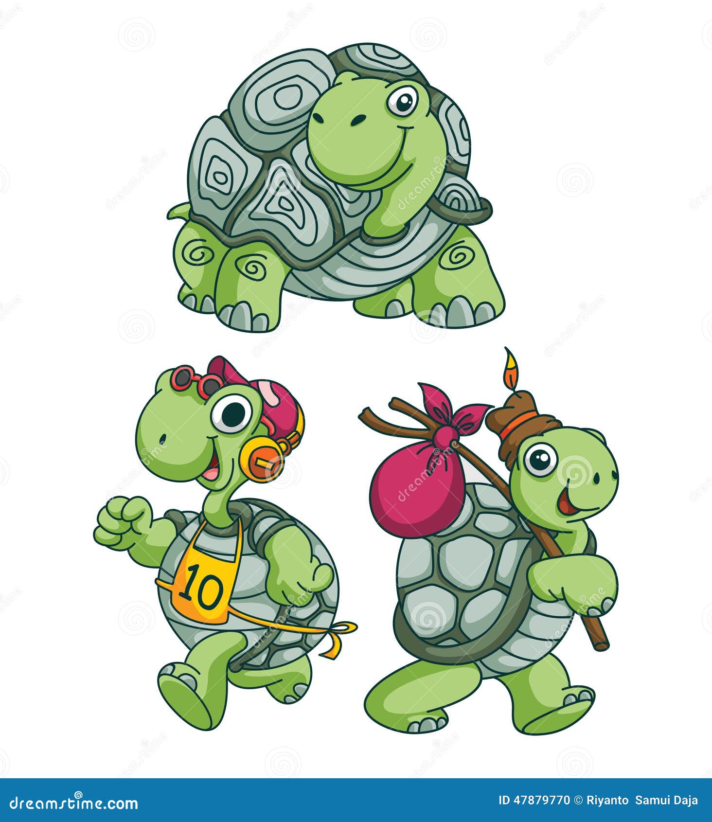 Turtle Funny Cartoon stock vector. Illustration of happy - 47879770