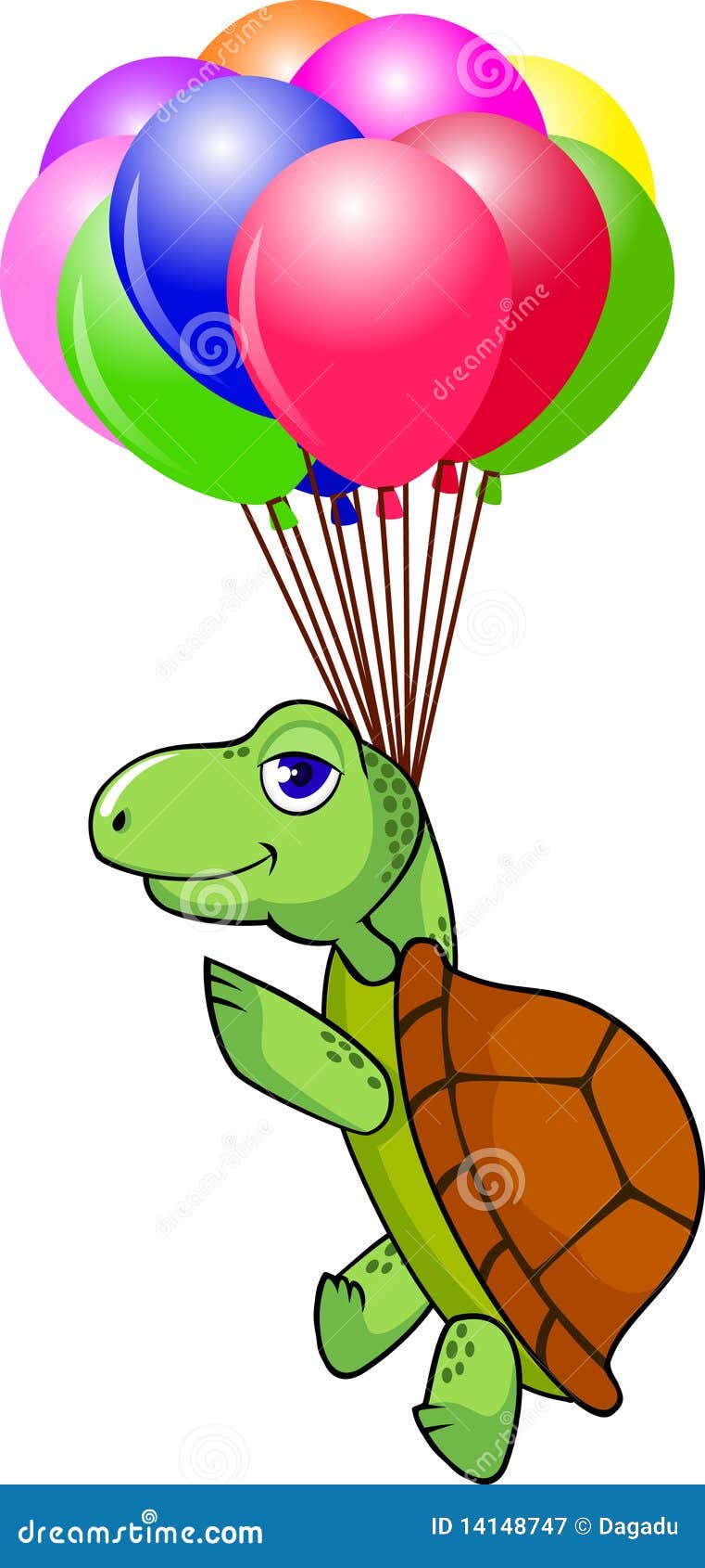 Turtle fying with balloon stock vector. Illustration of nature - 14148747