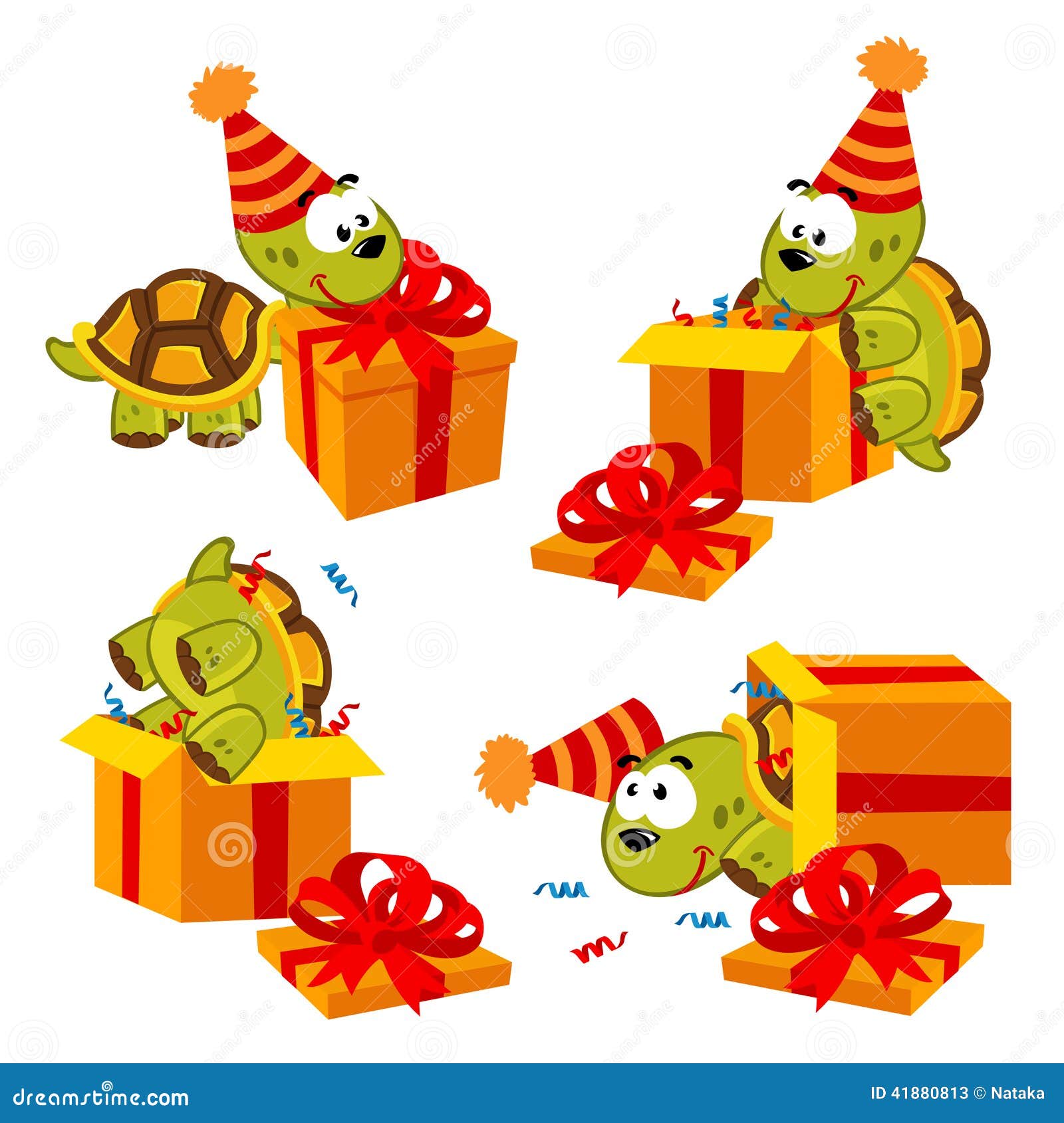 Turtle and gift stock vector. Illustration of series - 41880813