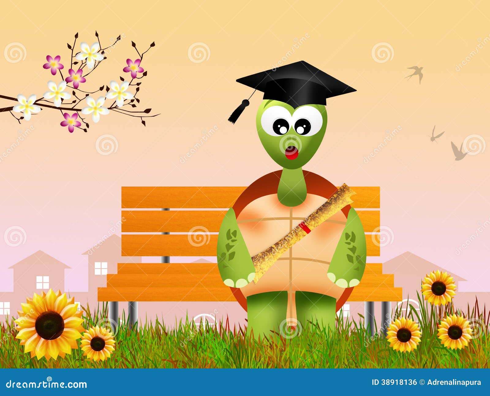 Turtle graduate stock illustration. Illustration of graduation - 38918136