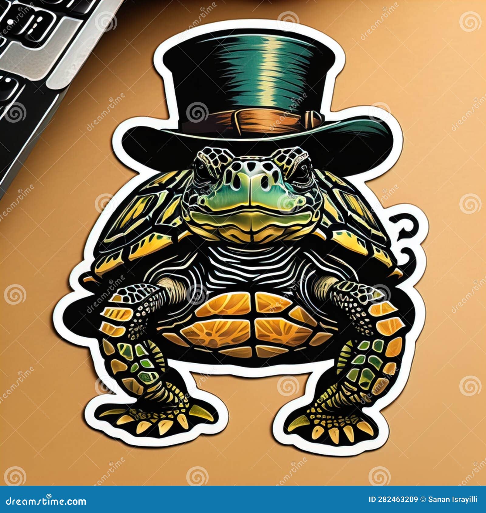 Turtle in a Hat and a Top Hat. Vector Illustration Stock Illustration ...