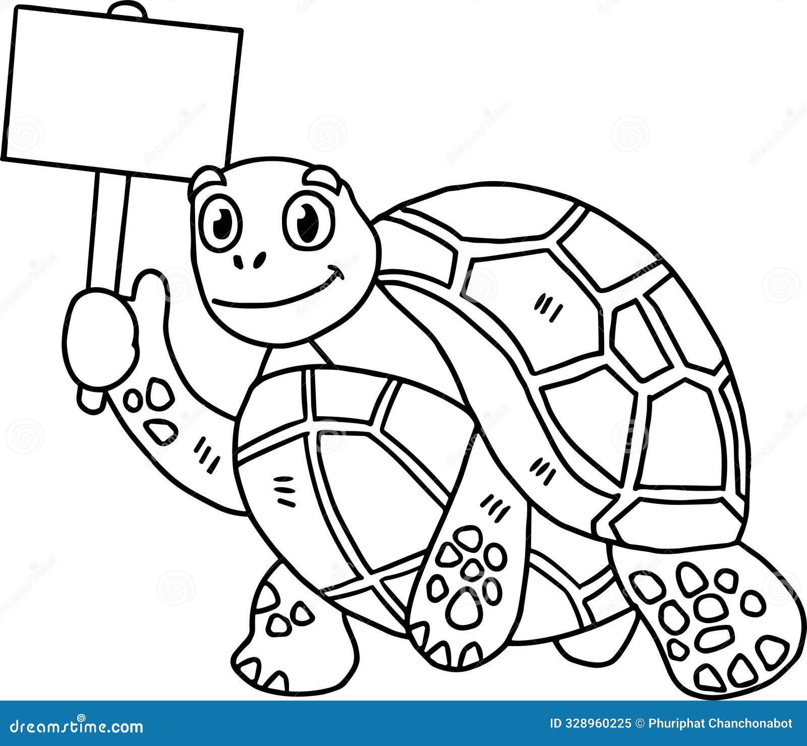 A turtle holding a sign stock vector. Illustration of black - 328960225