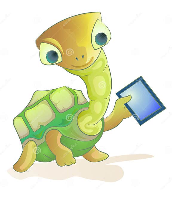 Turtle holding tablet pc stock vector. Illustration of underwater ...