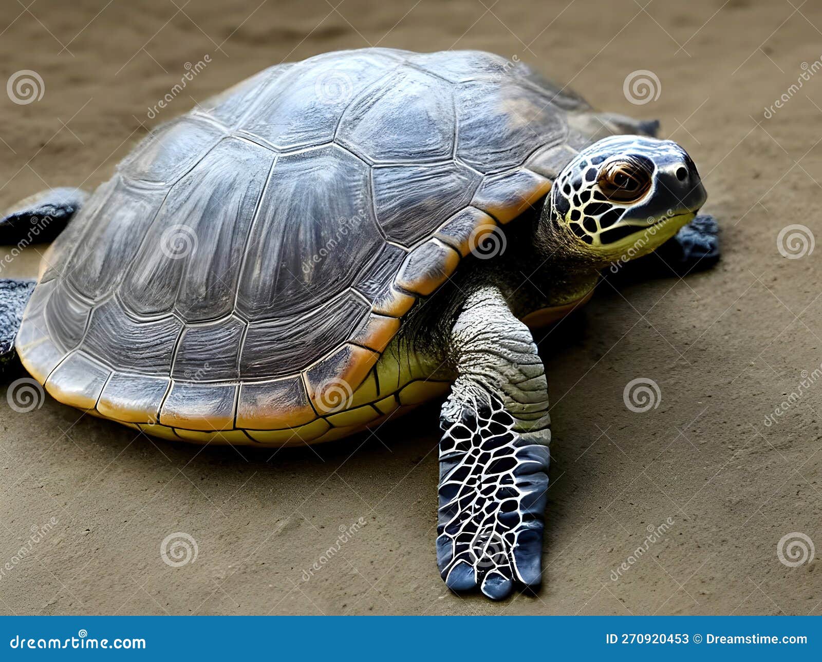 A Turtle with Huge Shells Landing on the Sand Beach Stock Illustration ...