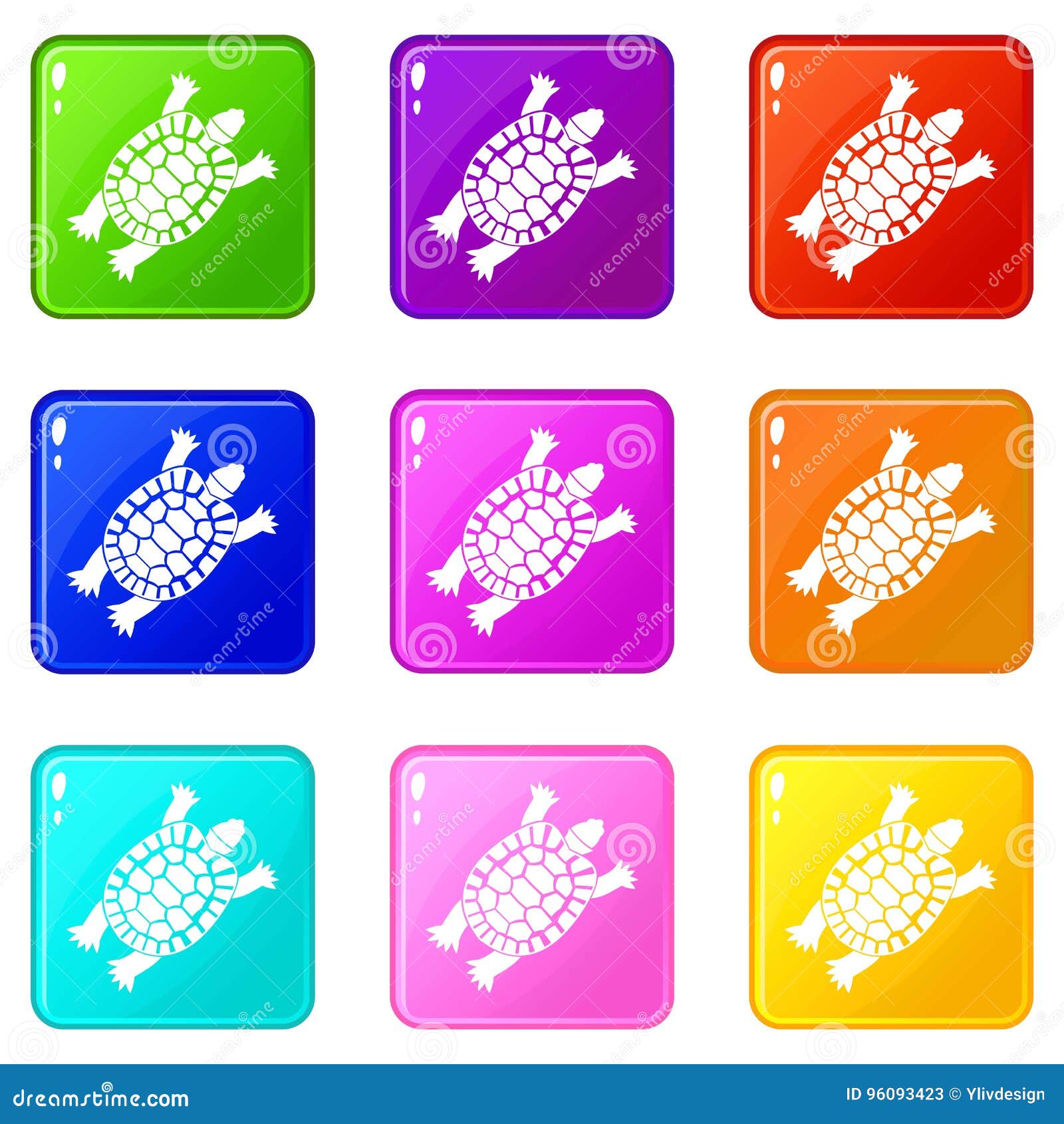 Turtle icons 9 set stock vector. Illustration of isolated - 96093423