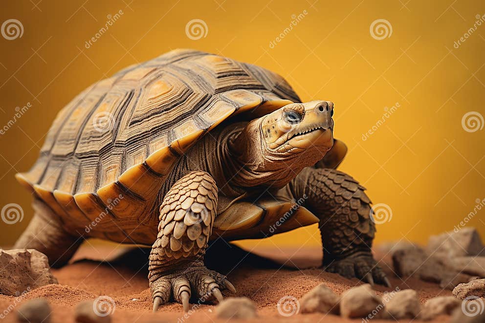 Turtle Isolated on Beige Background - Wallpaper Stock Illustration ...