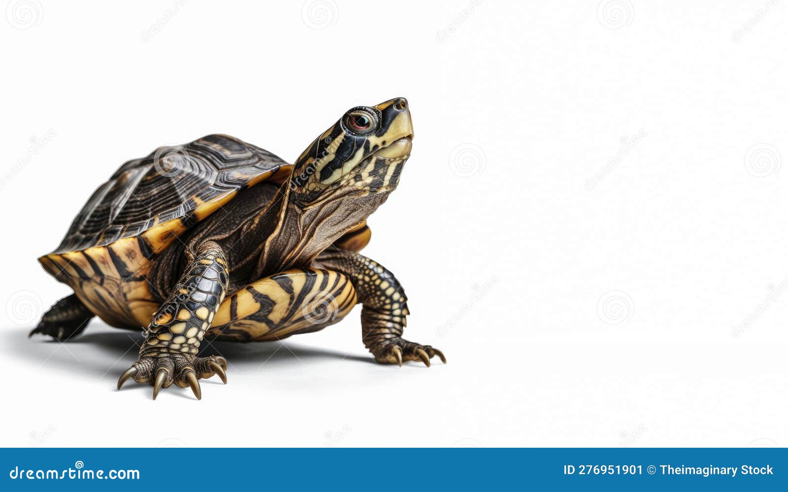 Turtle Animal Looking Upward on Isolated White Background Stock ...
