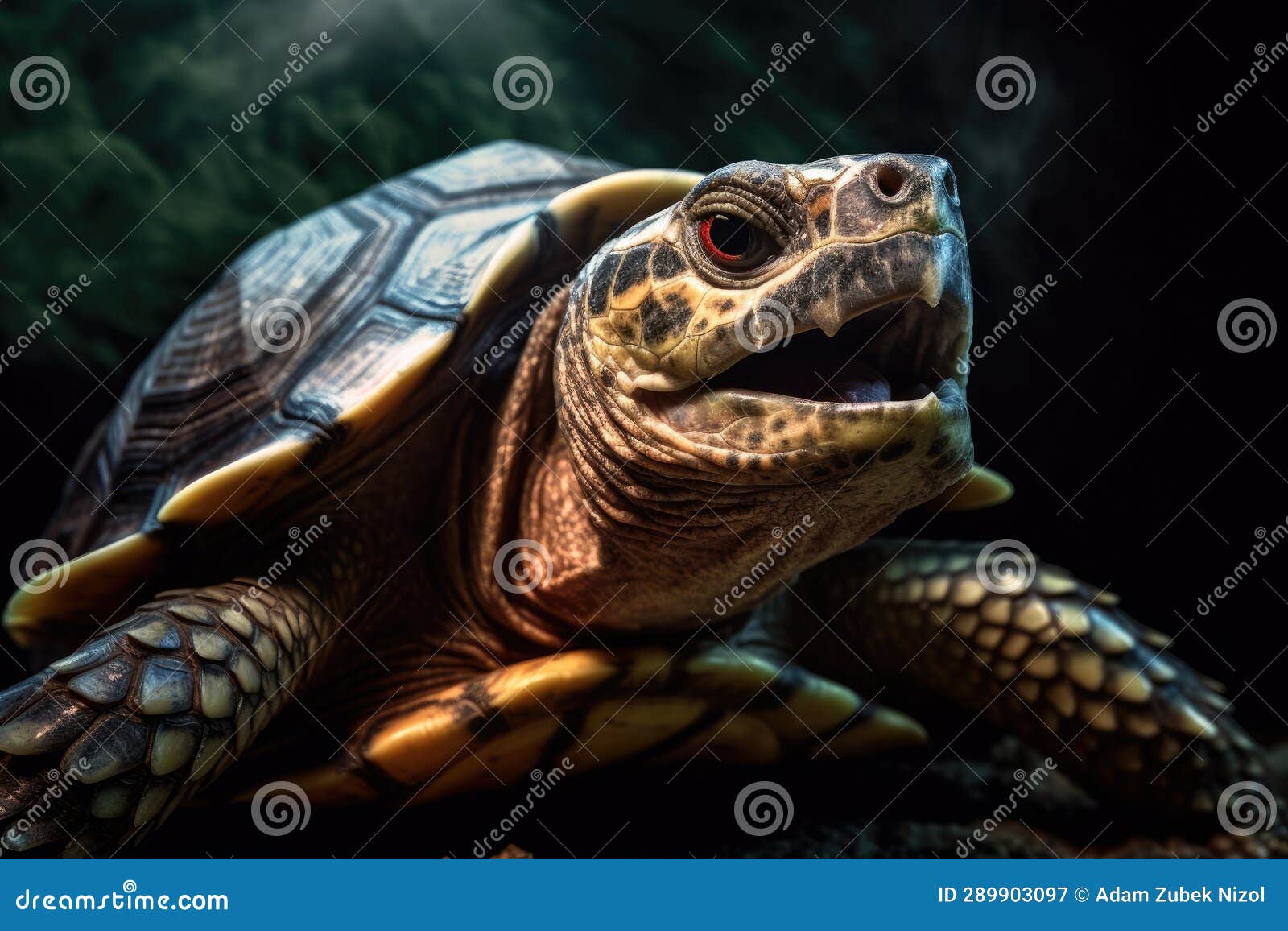 A Turtle with Its Mouth Open Stock Illustration - Illustration of ...