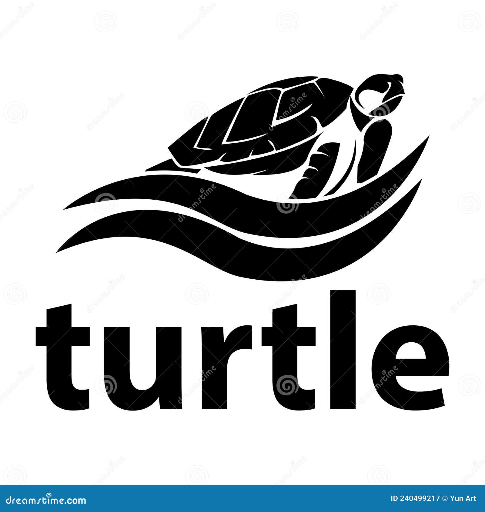 Turtle Logo Black White Silhouette Stock Illustration - Illustration of ...